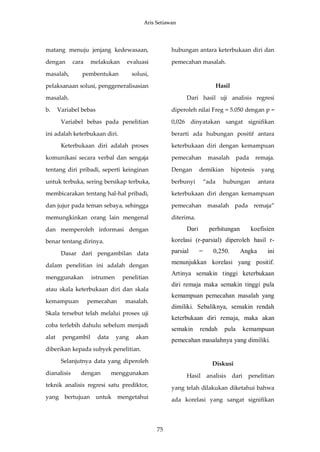 KETERBUKAAN DIRI DAN KEMAMPUAN PEMECAHAN MASALAH | PDF