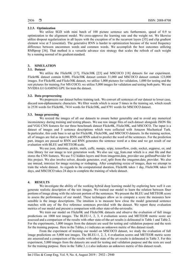 Natural Language Description Of Images Using Hybrid Recurrent Neural