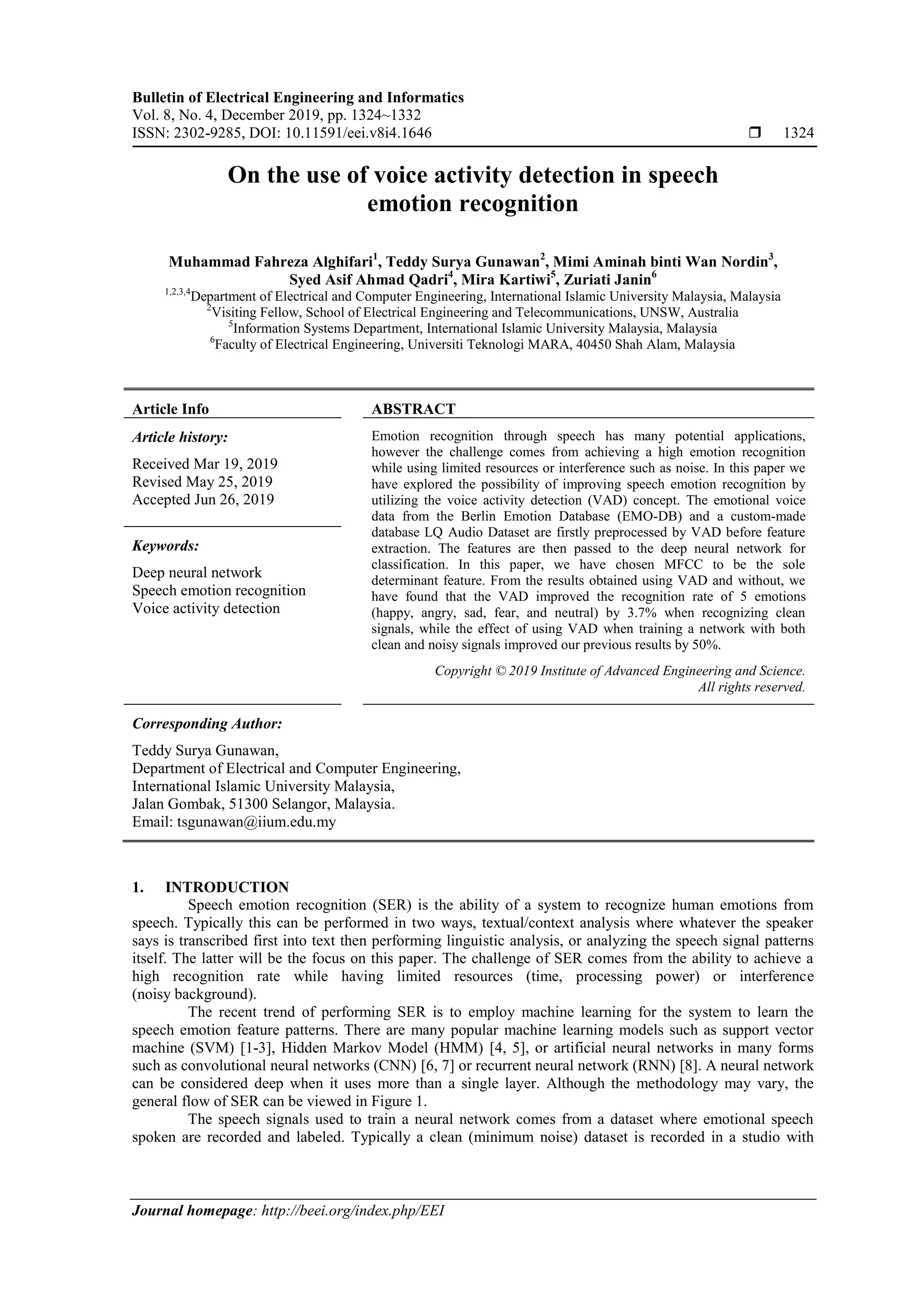 On the use of voice activity detection in speech emotion recognition | PDF