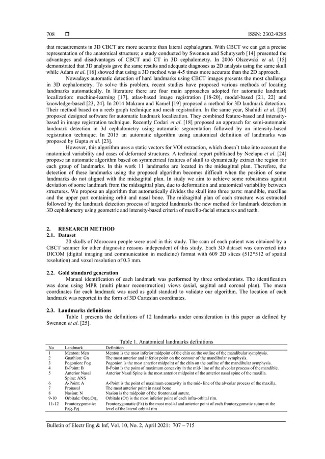 Proposition Of Local Automatic Algorithm For Landmark Detection In 3d Cephalometry Pdf