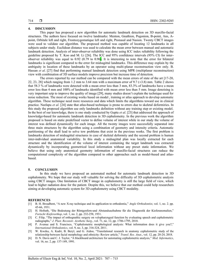 Proposition Of Local Automatic Algorithm For Landmark Detection In 3d Cephalometry Pdf