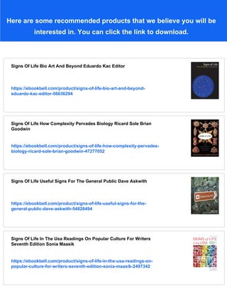 Signs Of Life Bio Art And Beyond Leonardo Illustrated Eduardo Kac | PDF