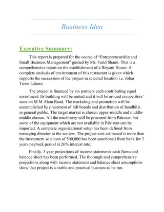 Business Idea and its Working Plan | PDF