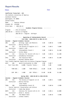 Unofficial Transcipt Spring 2015 | PDF