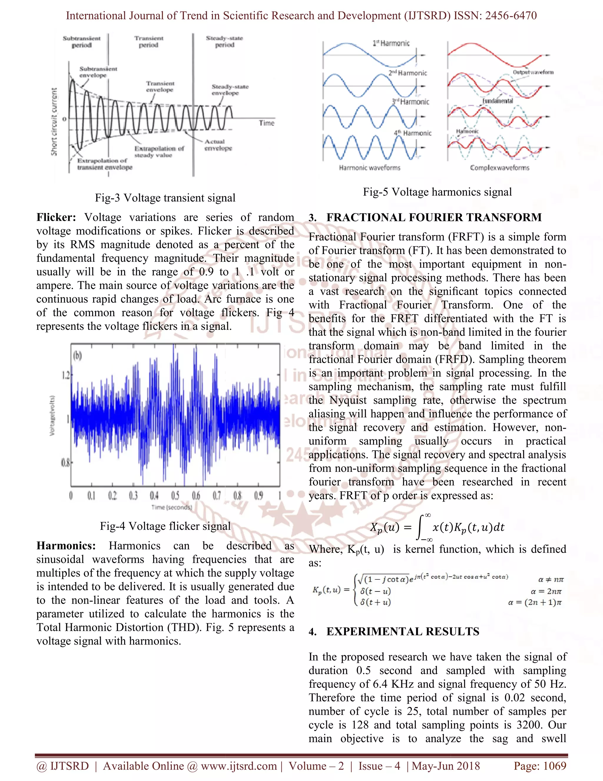 Detection And Analysis Of Sag And Swell Power Quality Disturbances Using Fractional Fourier