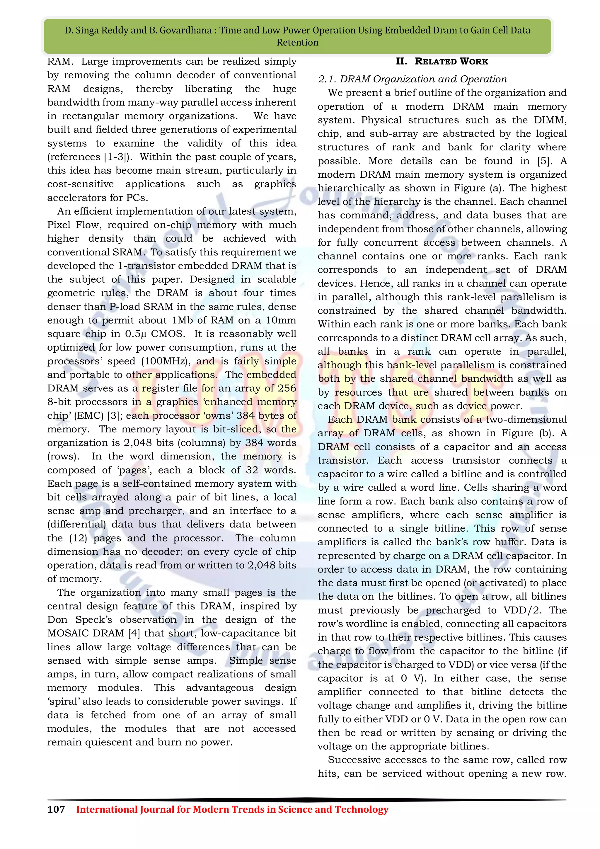 Time And Low Power Operation Using Embedded Dram To Gain Cell Data Retention Pdf