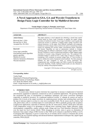 A Novel Approach to GSA, GA and Wavelet Transform to Design Fuzzy Logic Controller for 1ϕ ...