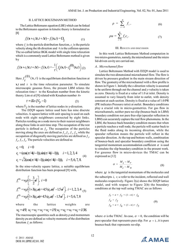 Numerical Simulation of Gaseous Microflows by Lattice Boltzmann Method | PDF