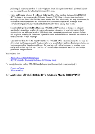 6 Best Hotel IPTV Solution Suppliers in Manila, PHILIPPINES | PDF