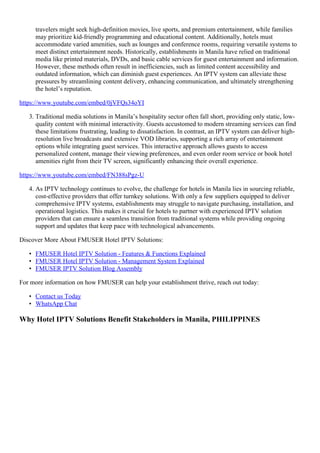 6 Best Hotel IPTV Solution Suppliers in Manila, PHILIPPINES | PDF