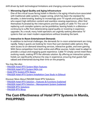 Why IPTV is A Must for Hotels in Manila，PHILIPPINES | PDF