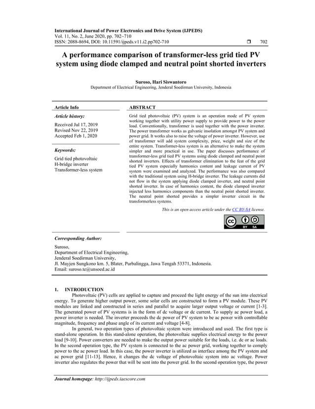 A performance comparison of transformer-less grid tied PV system using ...