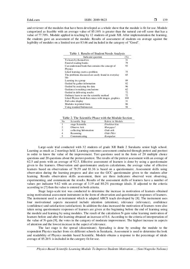 Physics-Based Scientific Learning Module to Improve Students Motivation ...