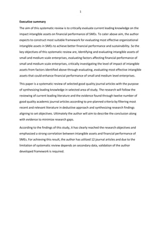 Impact of intangible assets on financial performance of small and ...