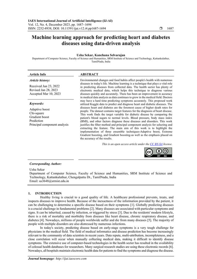 Machine Learning Approach For Predicting Heart And Diabetes Diseases Using Data Driven Analysis