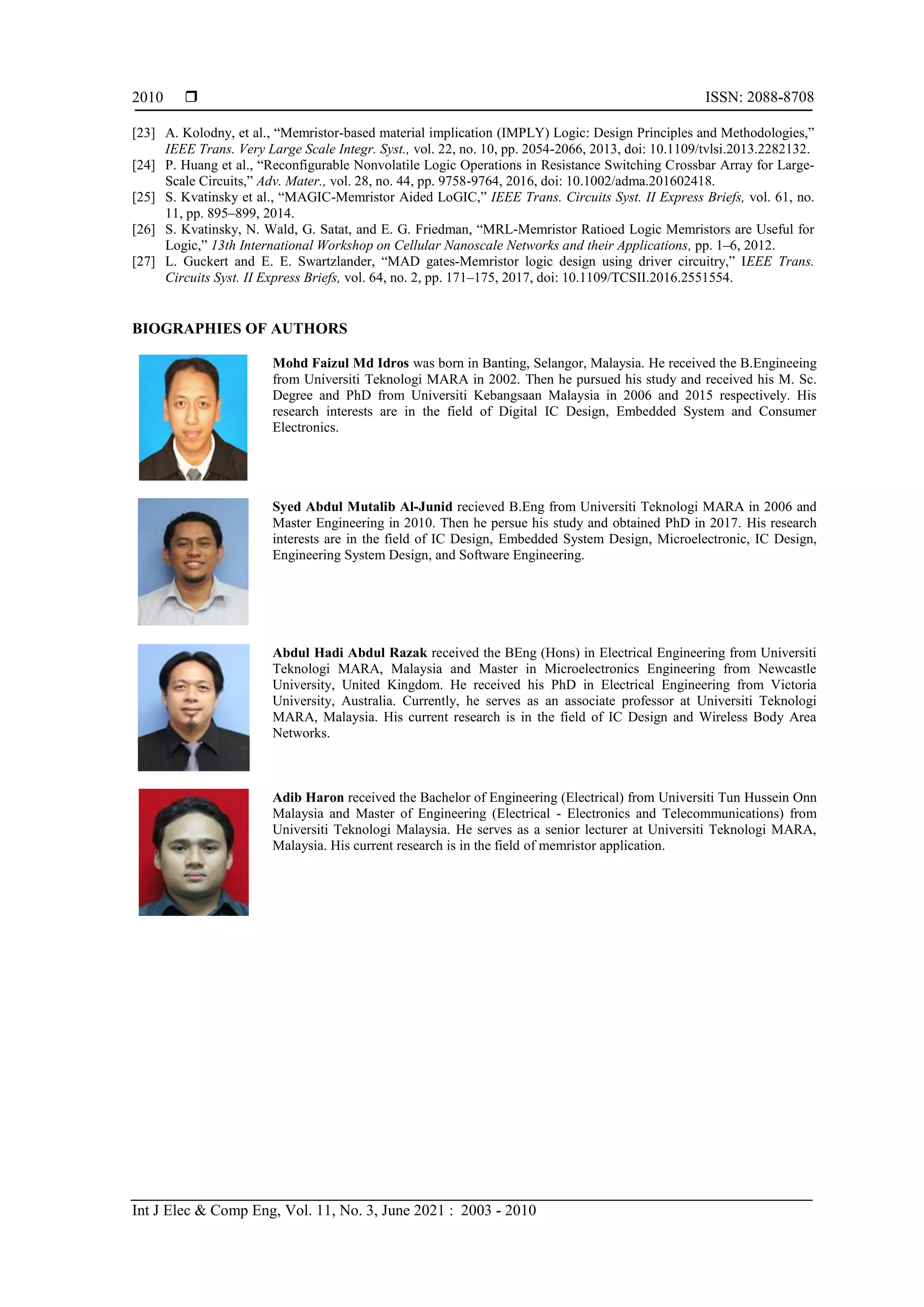 Hybrid memristor-CMOS implementation of logic gates design using ...