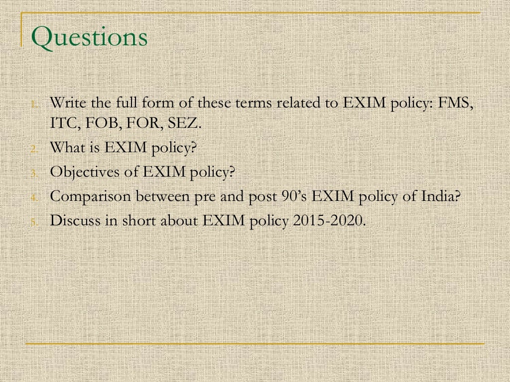 exim policy of india