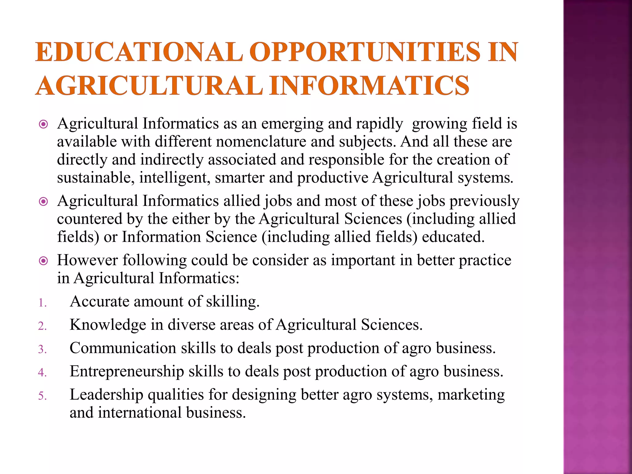 Agricultural informatics in INDIA | PPTX