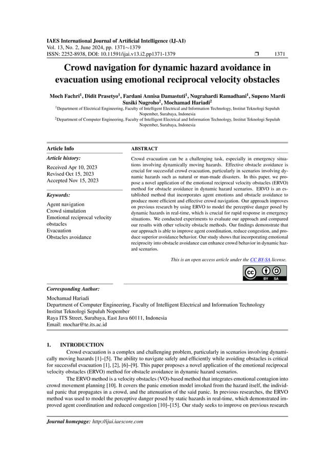 Crowd navigation for dynamic hazard avoidance in evacuation using ...