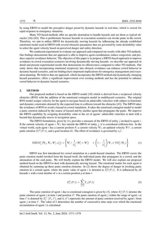 Crowd navigation for dynamic hazard avoidance in evacuation using emotional reciprocal velocity ...