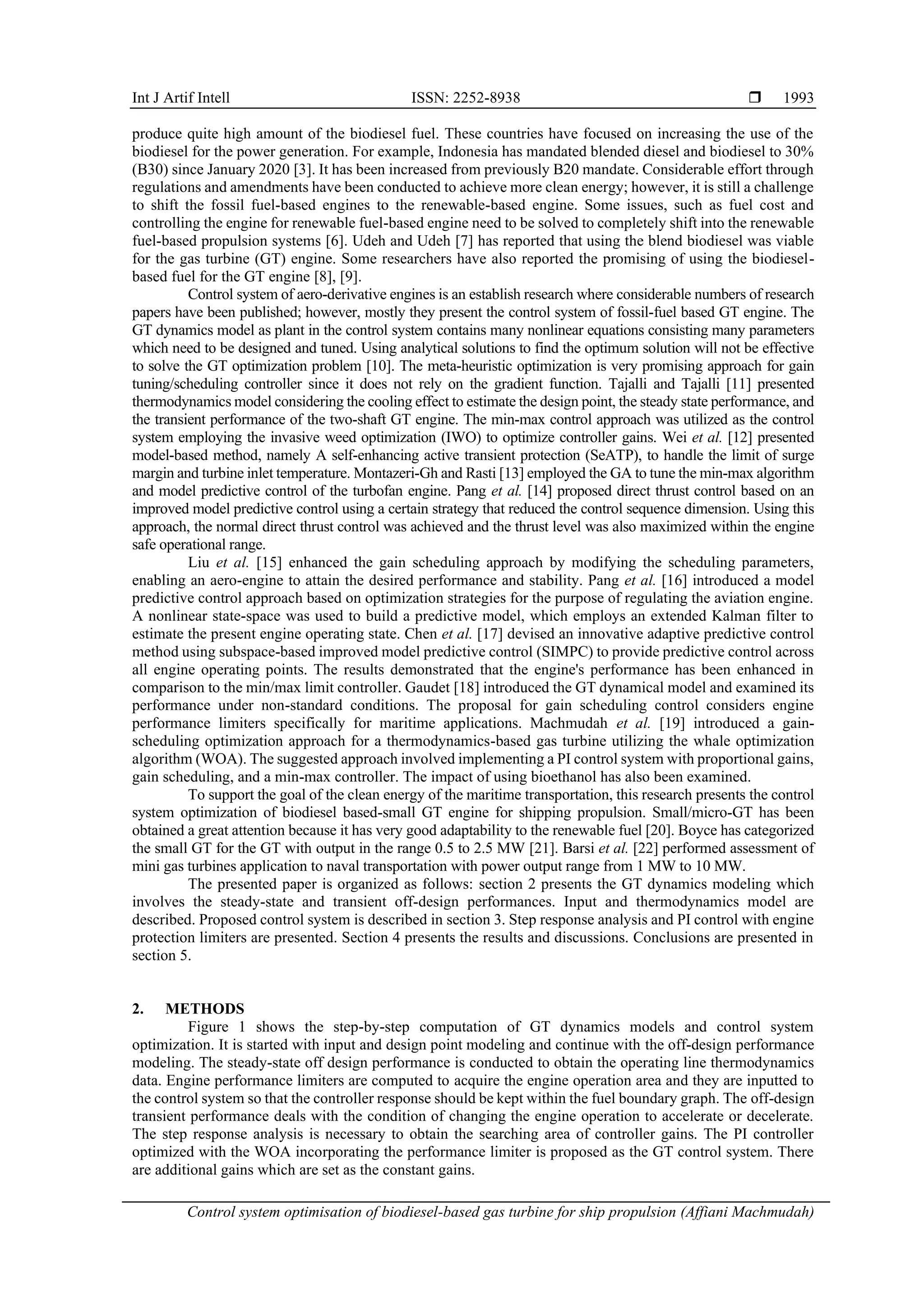 Control system optimisation of biodiesel-based gas turbine for ship propulsion | PDF