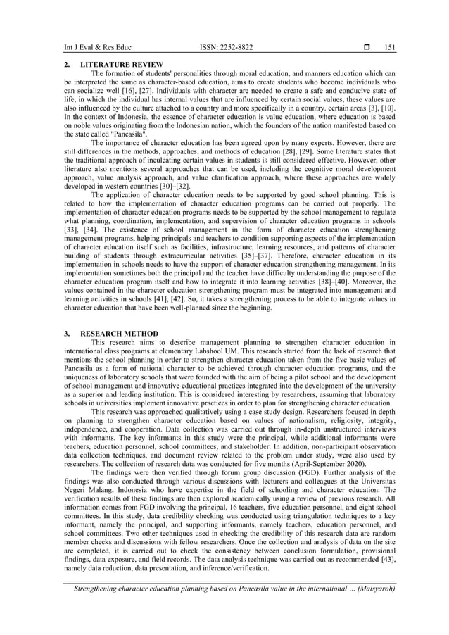 Strengthening character education planning based on Pancasila value in ...