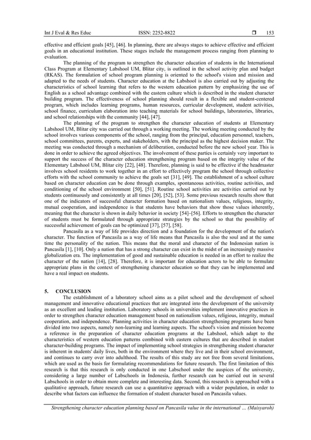 Strengthening character education planning based on Pancasila value in ...