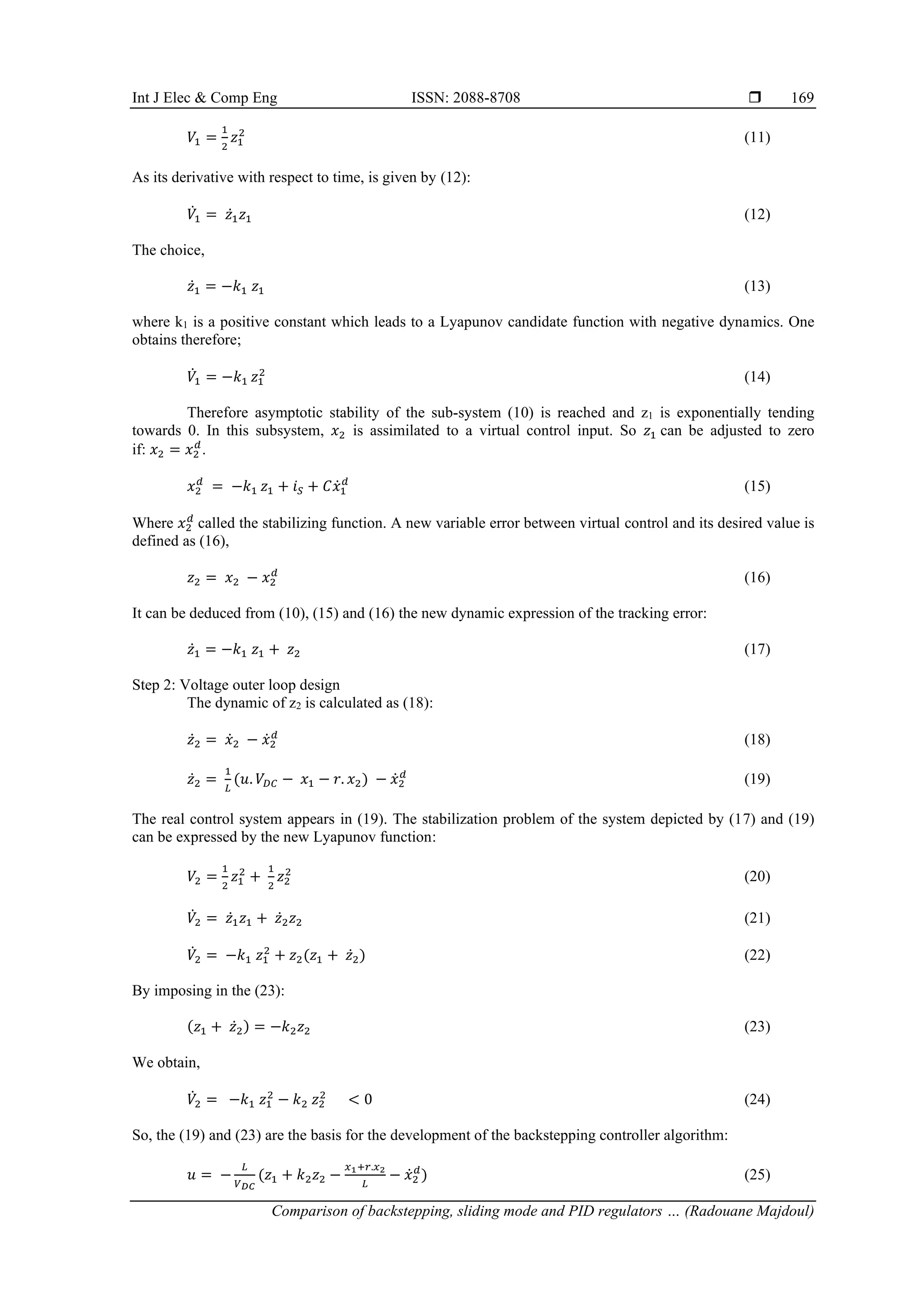 Comparison Of Backstepping Sliding Mode And Pid Regulators For A Voltage Inverter Pdf