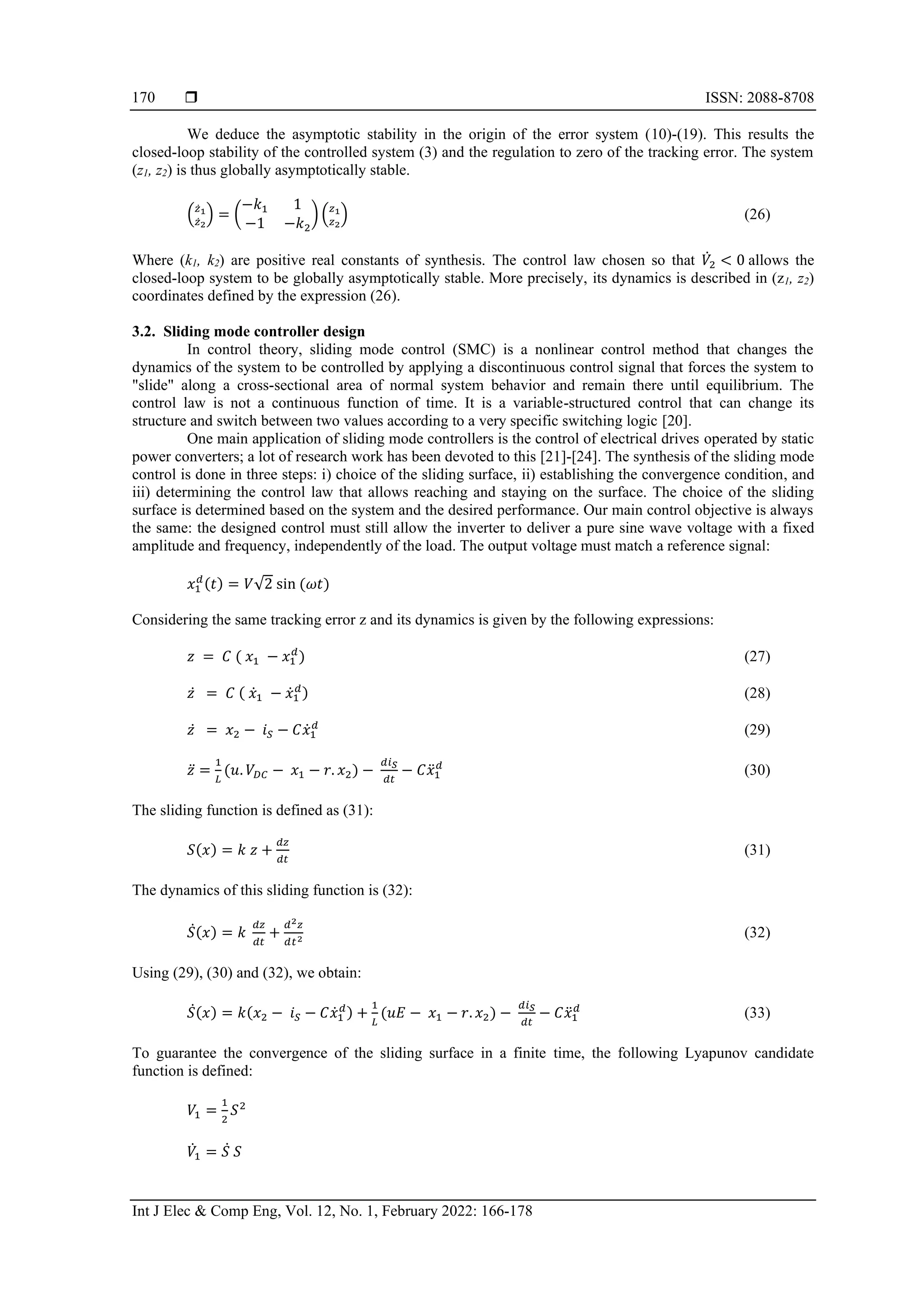 Comparison Of Backstepping Sliding Mode And Pid Regulators For A Voltage Inverter Pdf