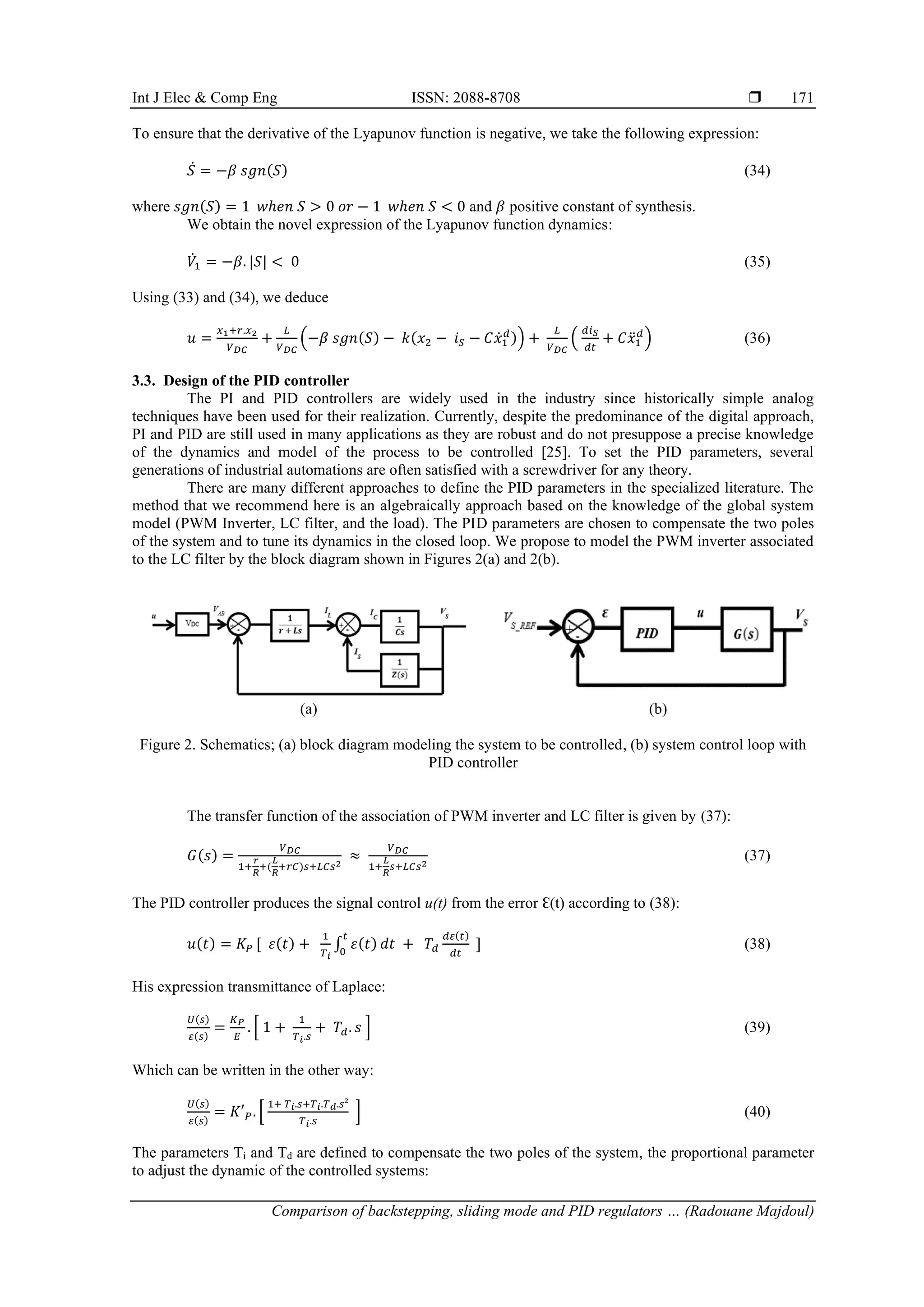 Comparison Of Backstepping Sliding Mode And Pid Regulators For A Voltage Inverter Pdf