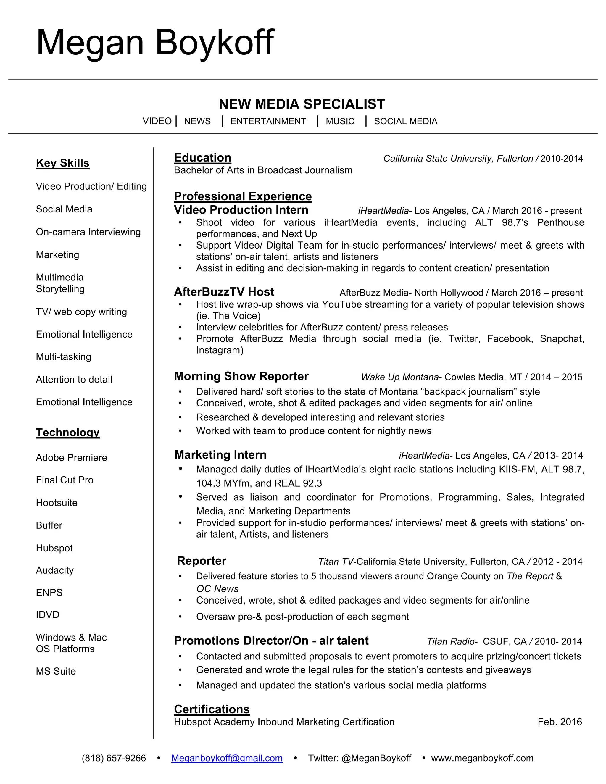 Megan Boykoff Resume | PDF