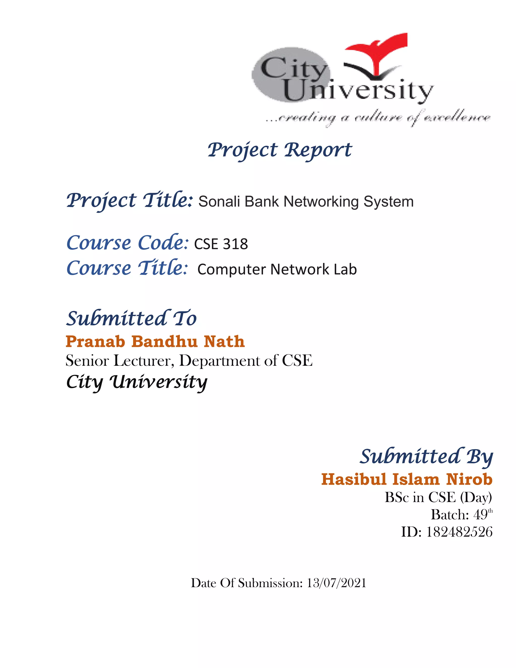 Sonali Bank Network Design Project Report | PDF