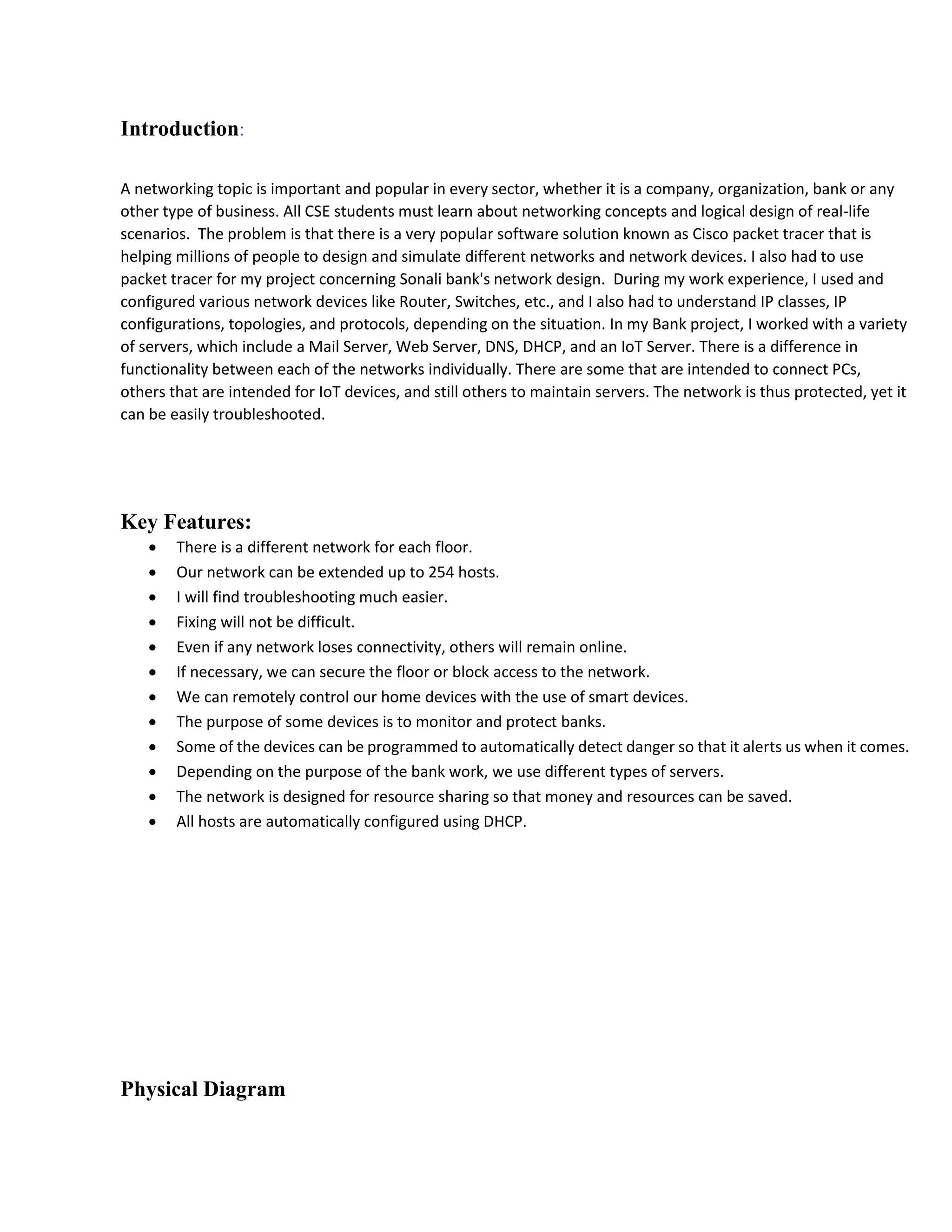 Sonali Bank Network Design Project Report | PDF