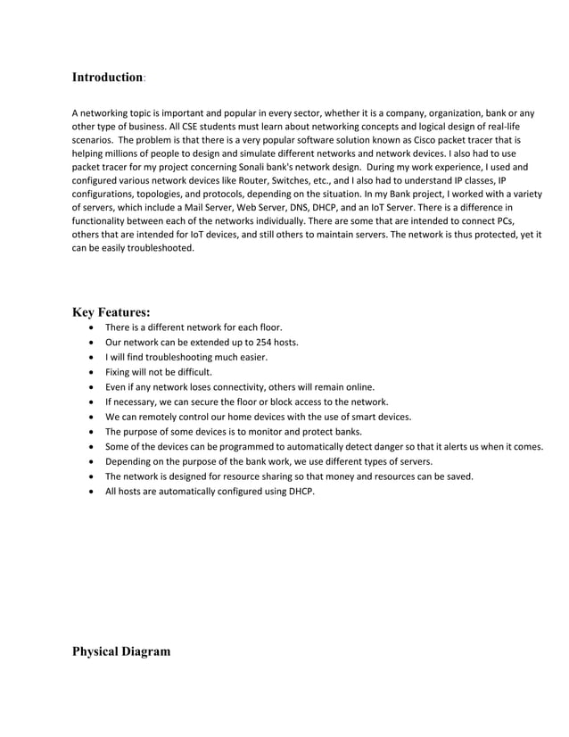 Sonali Bank Network Design Project Report | PDF | Computer Networking ...