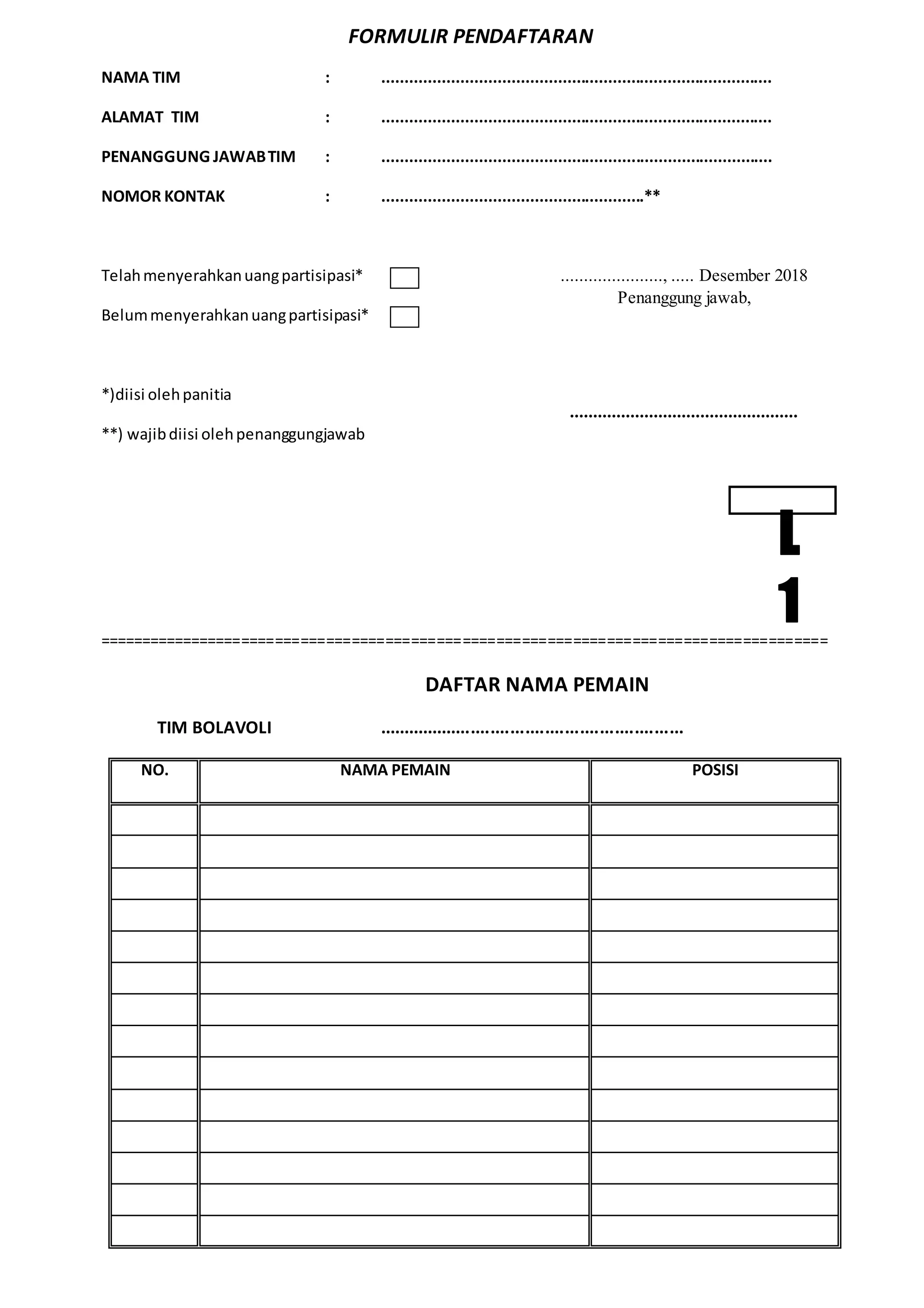 182488679 formulir-pendaftaran-voli-docx | DOCX