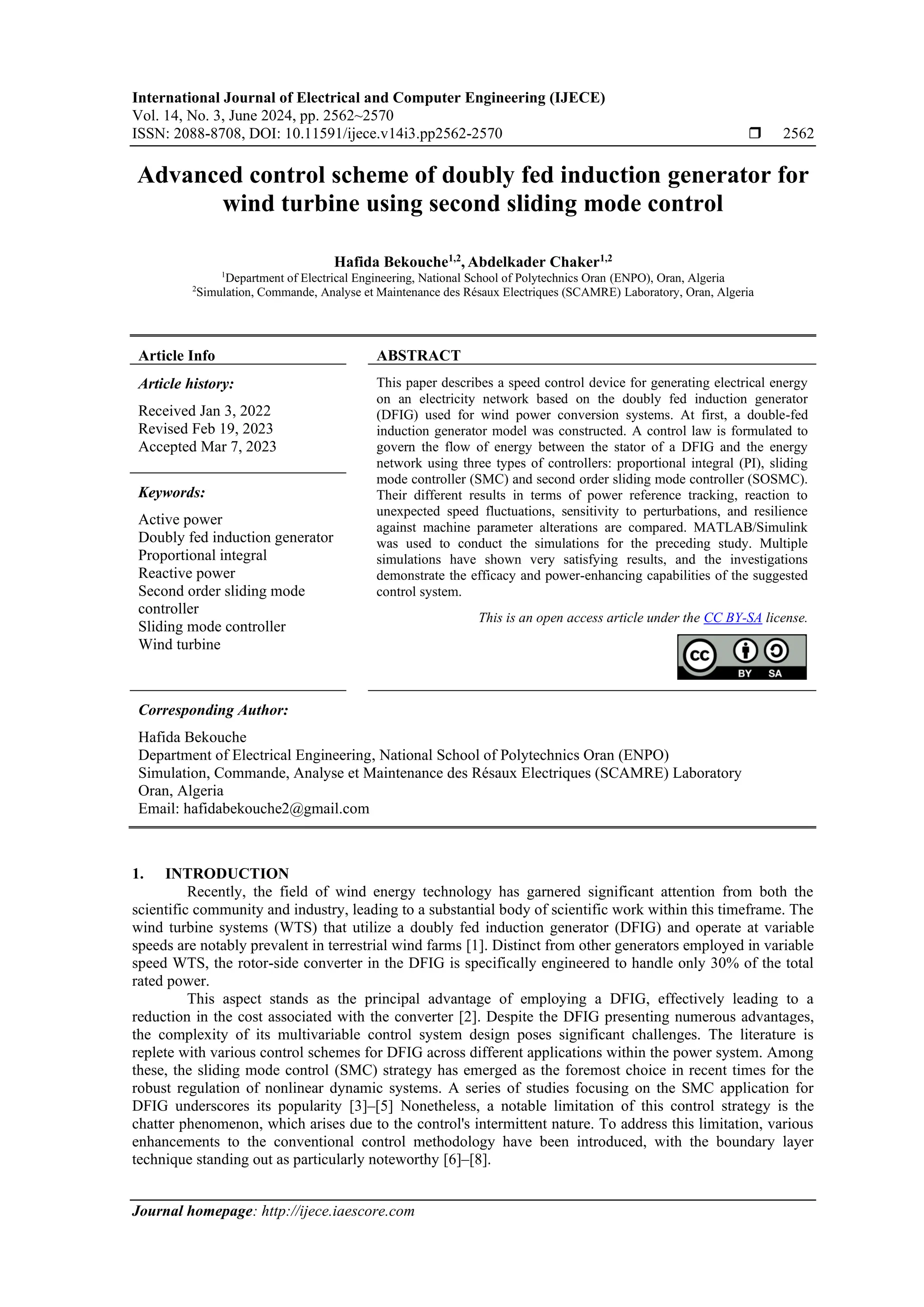 Advanced Control Scheme Of Doubly Fed Induction Generator For Wind Turbine Using Second Sliding