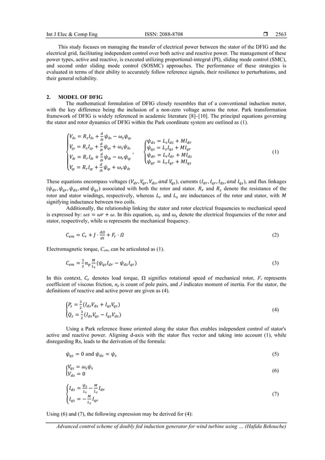Advanced control scheme of doubly fed induction generator for wind turbine using second sliding ...
