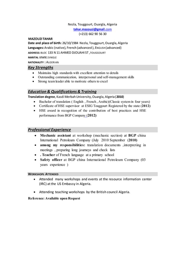 tahar cv (8) | PDF