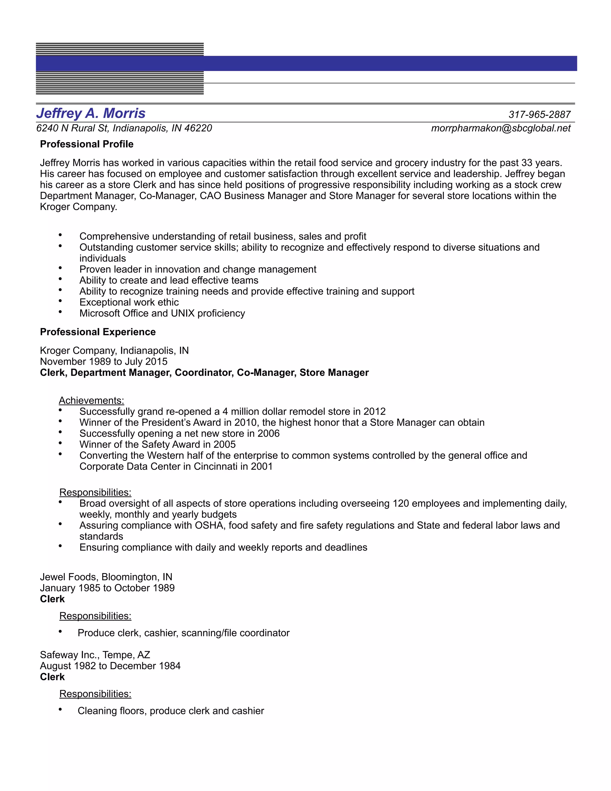 Jeffrey Morris Resume 7-17-15 | PDF
