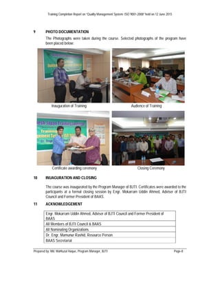 Training Completion Report_Quality Management System_Organization | PDF