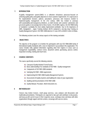 Training Completion Report_Quality Management System_Organization | PDF