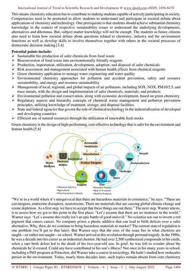 Green Chemistry for a Sustainable Future | PDF