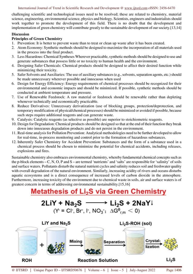 Green Chemistry for a Sustainable Future | PDF