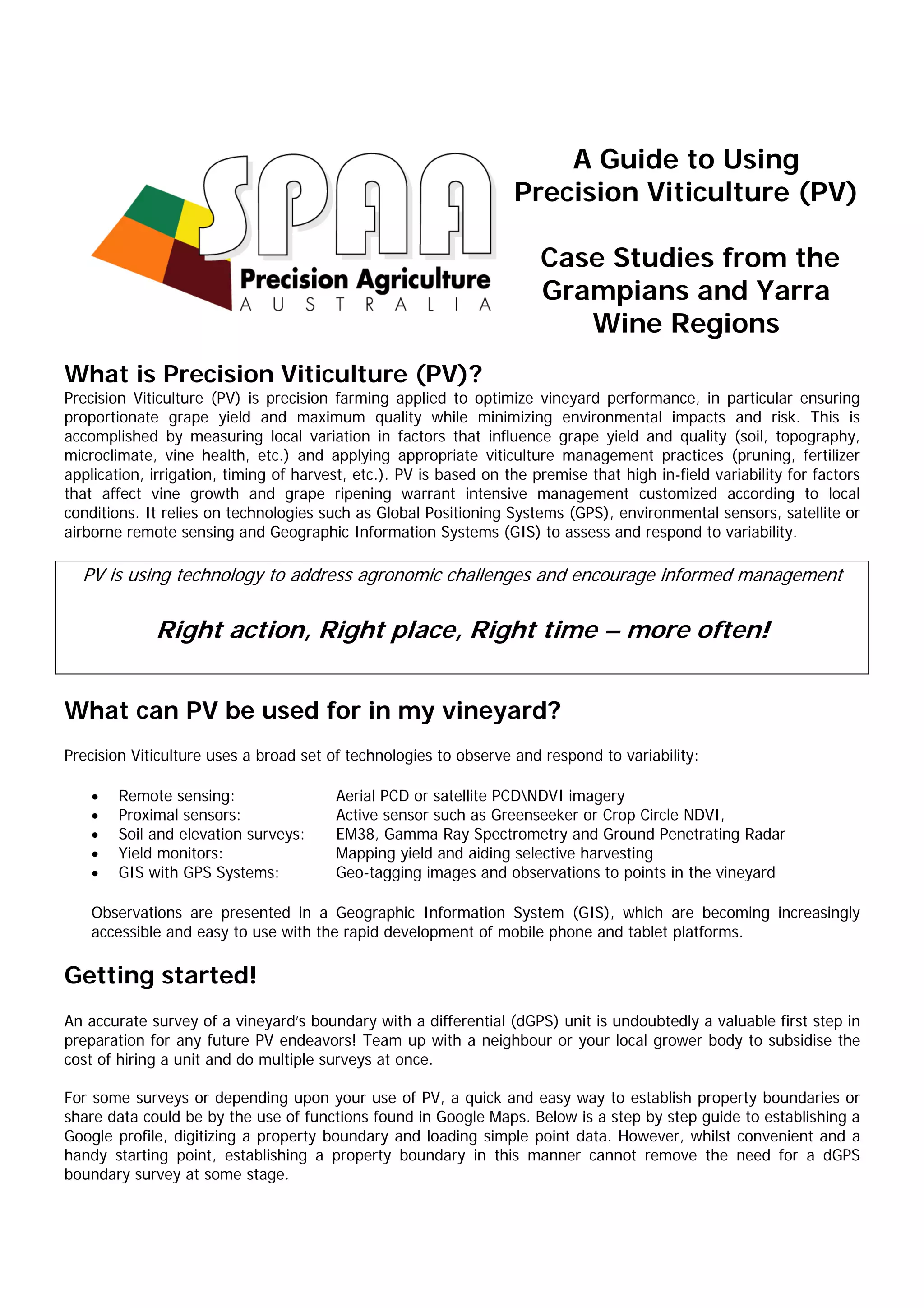 A Guide to Using Precision Viticulture Case Studies from the Grampians ...