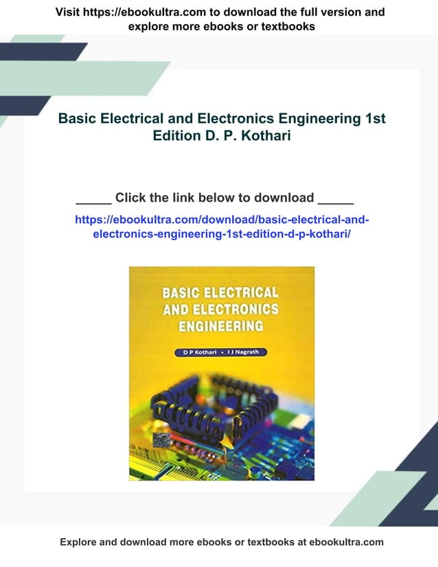 Basic Electrical and Electronics Engineering 1st Edition D. P. Kothari | PDF