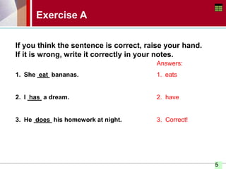 Simple present tense and rules 3rdperson | PPT