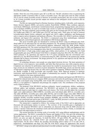 MF-RALU: design of an efficient multi-functional reversible arithmetic and logic unit for ...