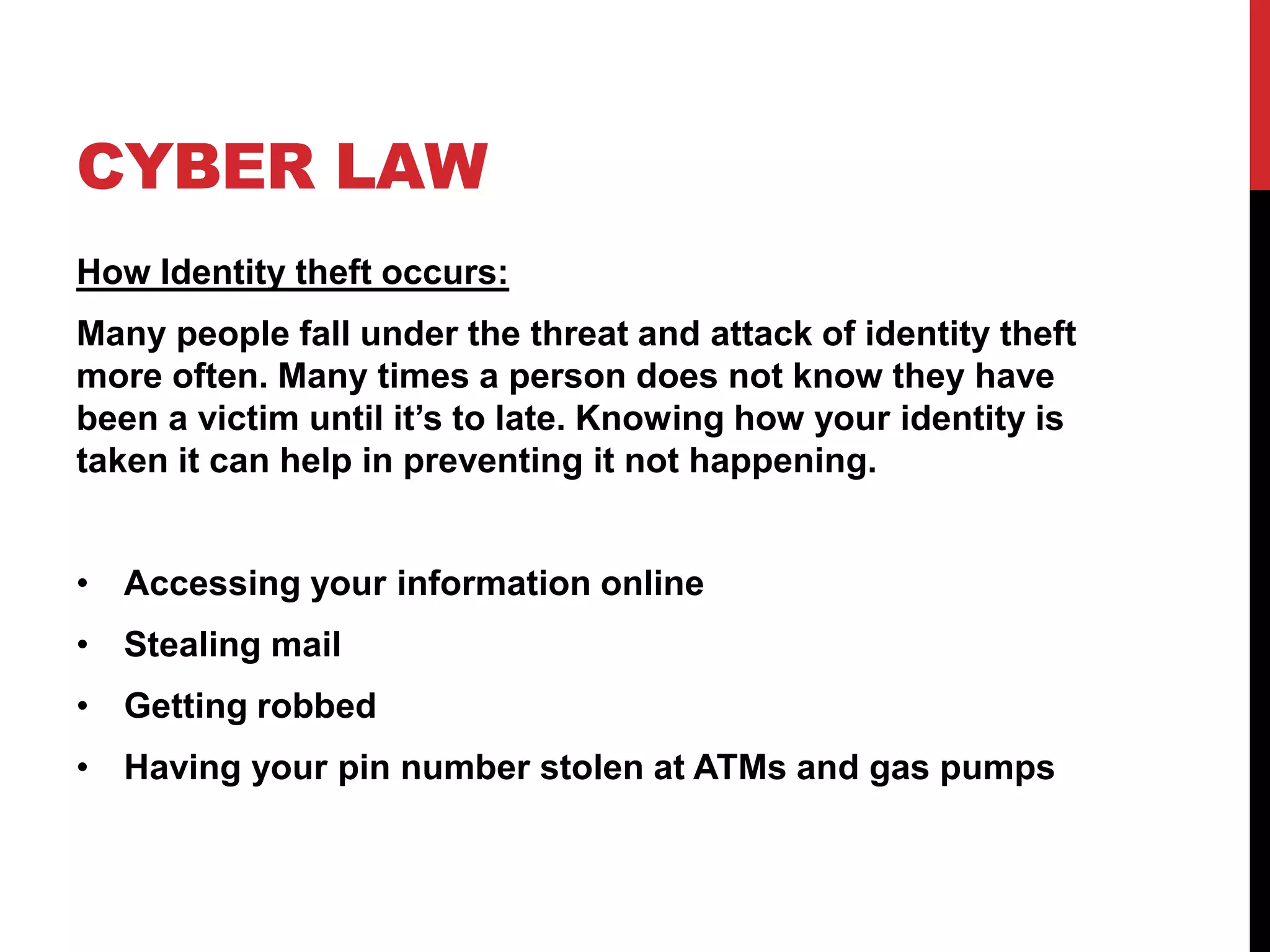 Cyber Law (Identity Theft) | PPTX