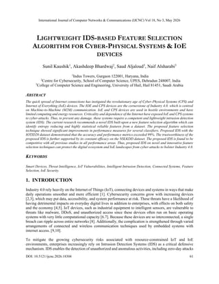 LIGHTWEIGHT IDS-BASED FEATURE SELECTION ALGORITHM FOR CYBER-PHYSICAL ...
