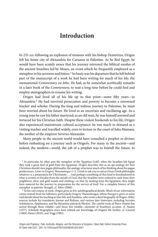 Origen And Prophecy Fate Authority Allegory And The Structure Of ...
